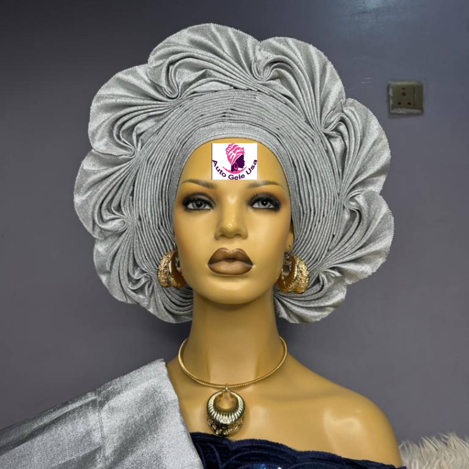 102 Army green color aso oke gele hat – Autogele in USA